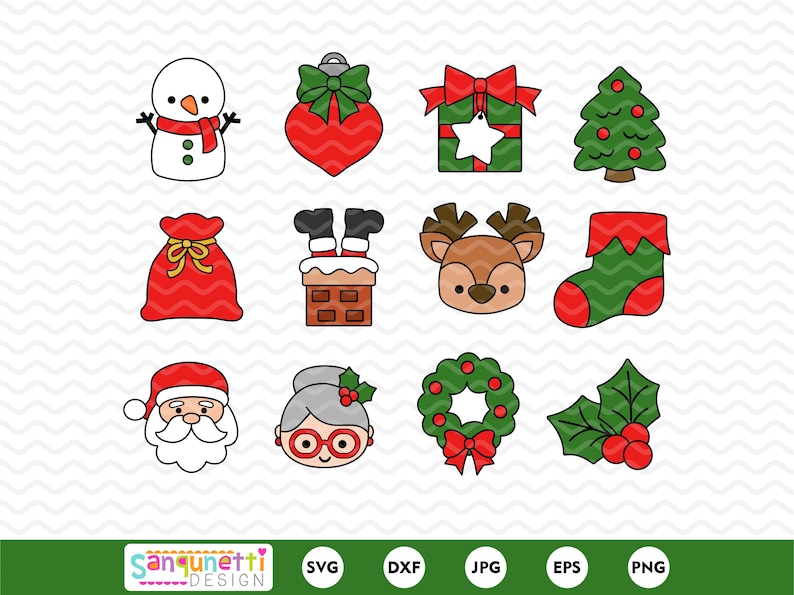 Kawaii Christmas Clipart Bundle: Festive SVG, PNG, EPS (digital ...