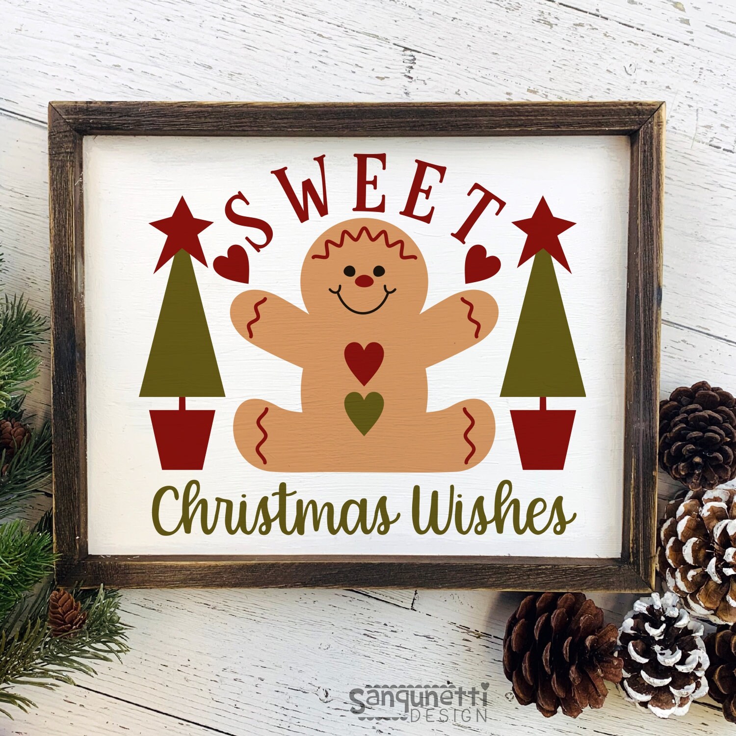 Sweet Christmas Wishes SVG, Gingerbread Holiday Cutting File, Rustic ...