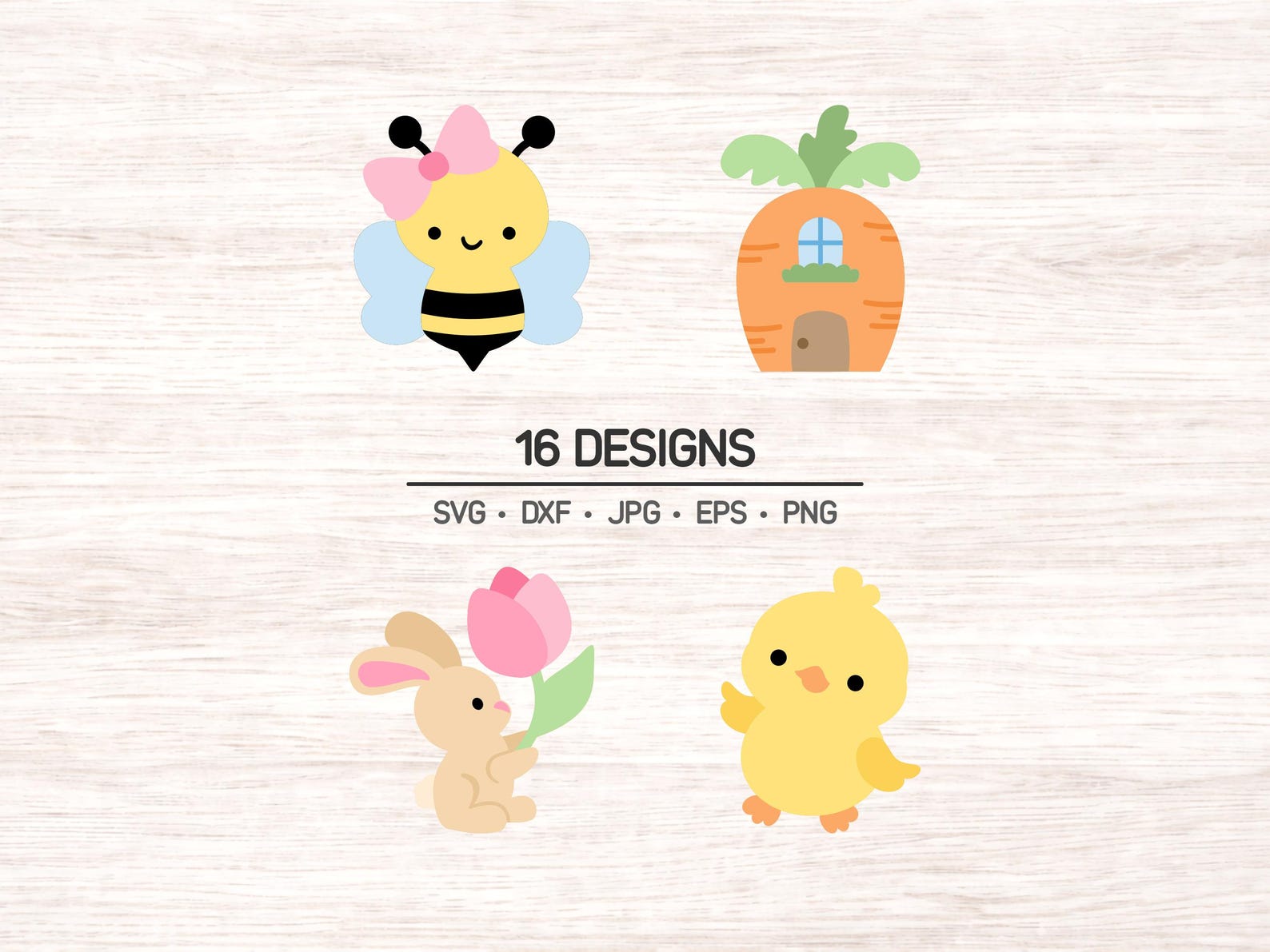 Spring Friends Clipart Bundle – Bunny, Chick & Bee - Etsy
