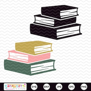 Stacked Books SVG, Reading PNG, Book Lover Digital Design, Library ...