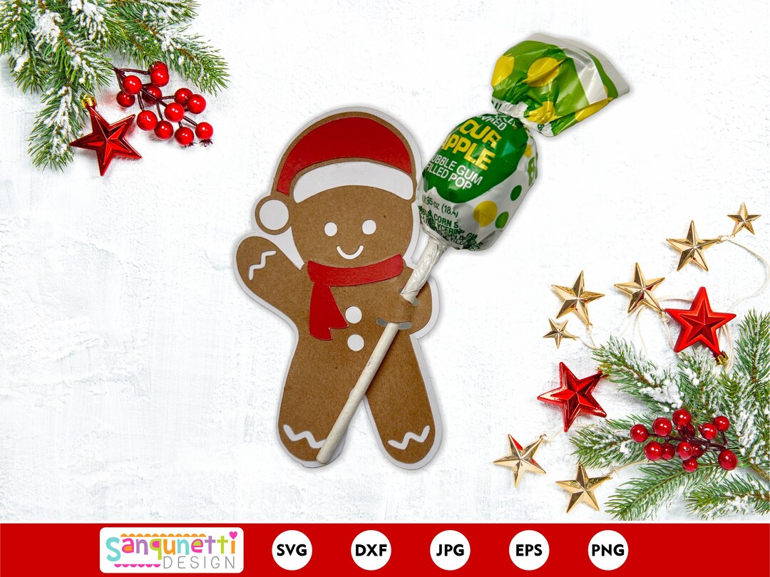 Christmas Gingerbread Lollipop Holder | Christmas Candy Holder Svg - Etsy