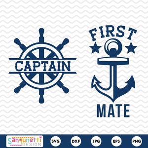 Captain and First Mate Matching SVG, Family or Couple Matching Cut File ...