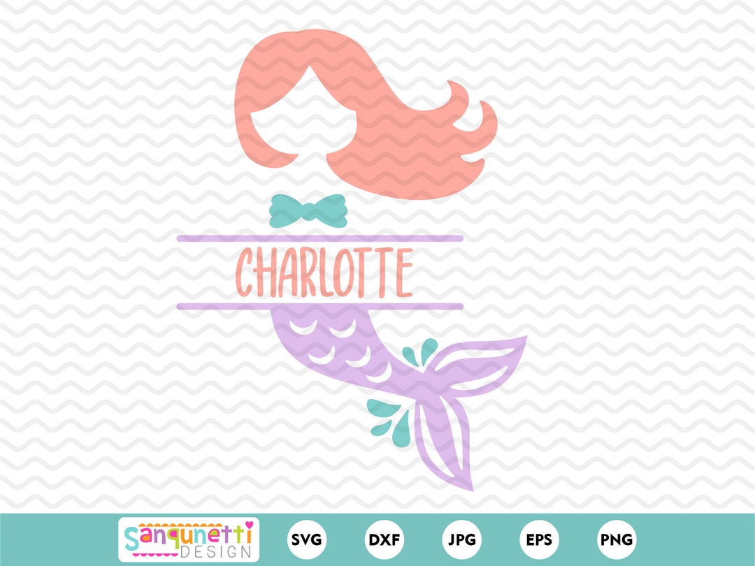 Mermaid Name Frame SVG, Mermaid Split Design SVG and PNG - Etsy