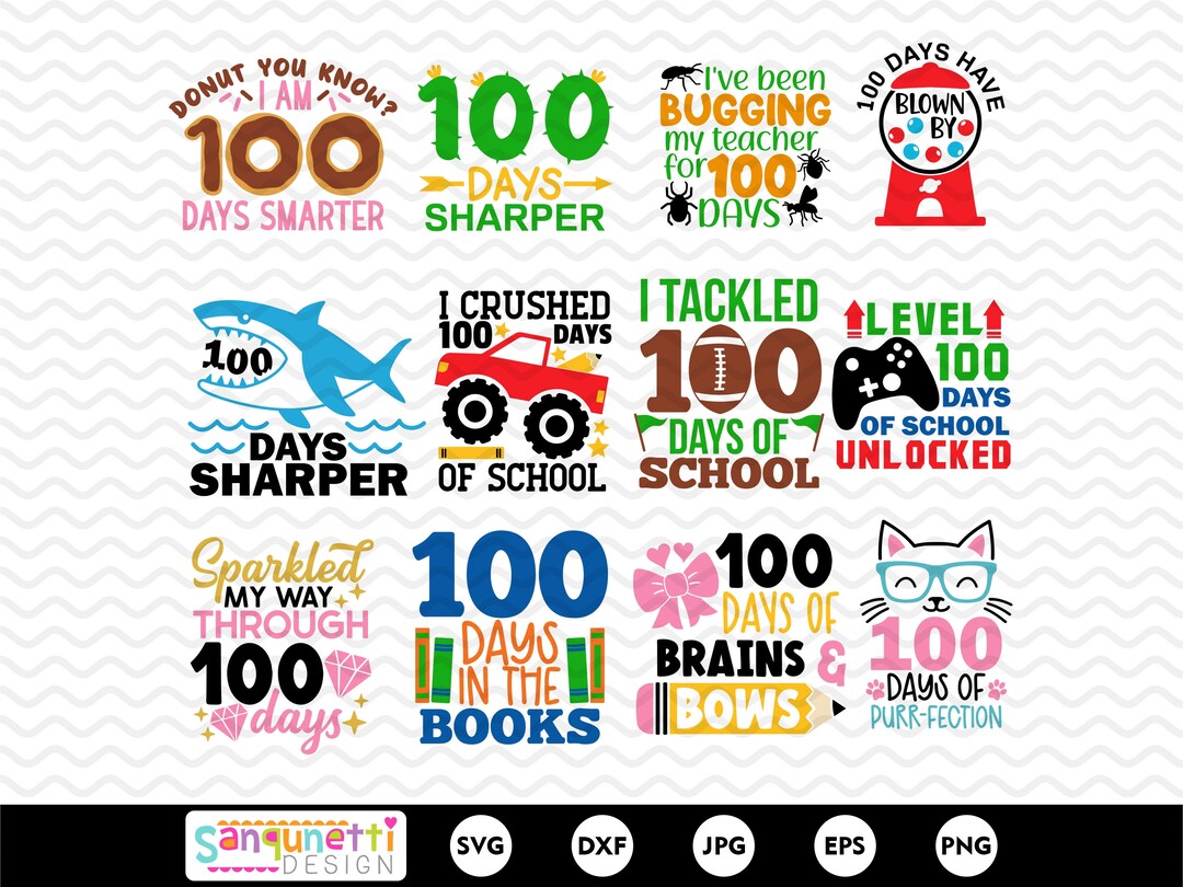 100 Days of School SVG Bundle, 100 Days of School Clipart, School Shirt ...