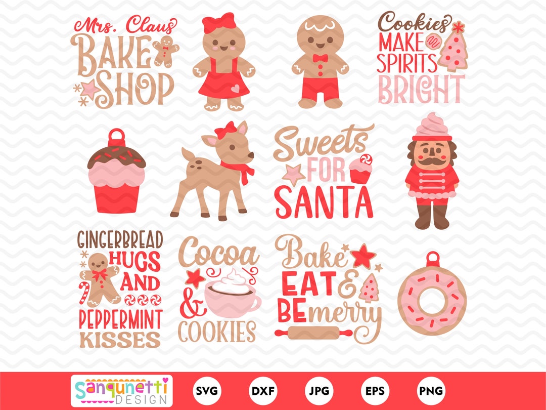 Mrs. Claus Bakery SVG and Clipart Pack - Christmas Baking and Sweets ...
