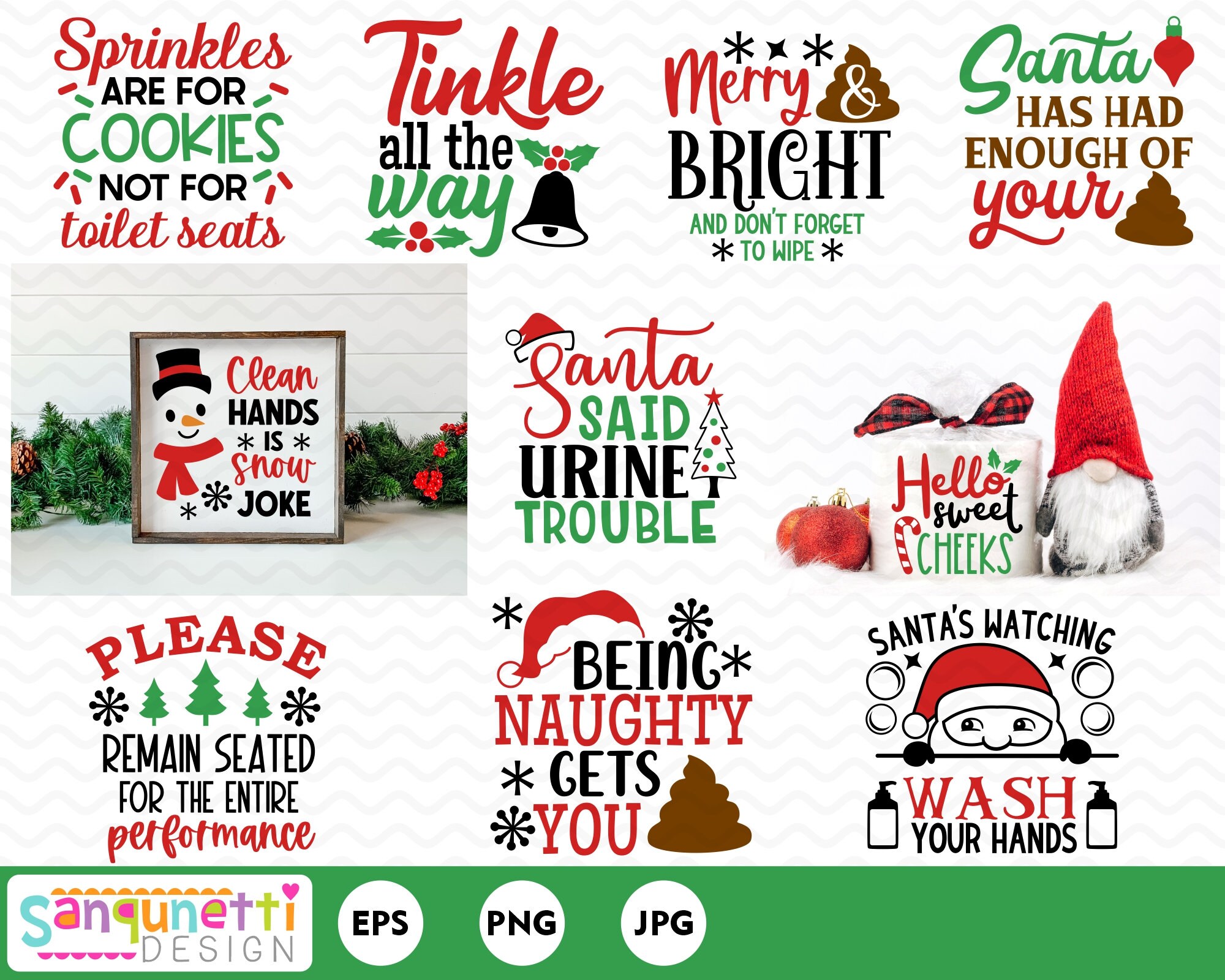 Christmas Toilet Paper and Bathroom Sign Clipart Funny | Etsy