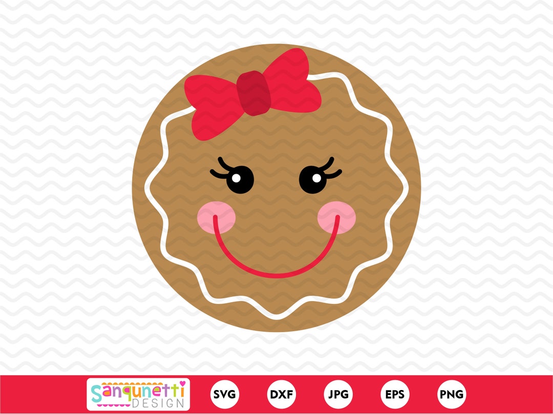 Gingerbread Girl Face SVG, Christmas Character Cutting Files ...
