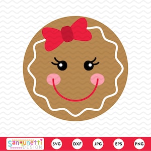 Gingerbread Girl Face SVG, Christmas Character Cutting Files ...