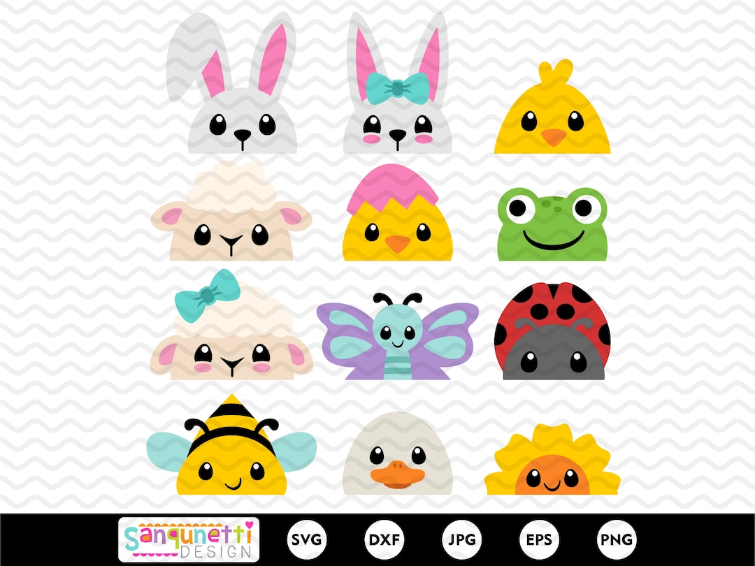 Easter Spring Peekers Clipart: Bunny, Chick, Lamb (SVG, PNG, JPG) - Etsy