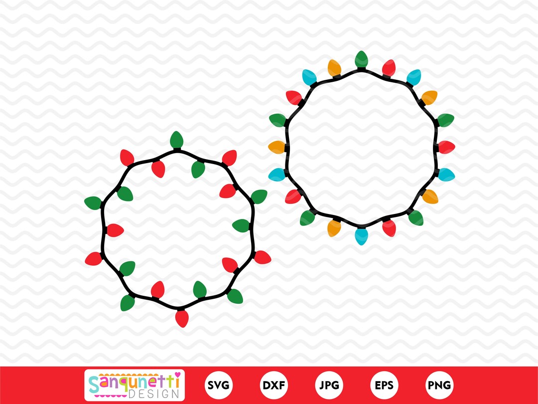 Christmas Light Frame SVG, Christmas String Lights SVG, Holiday Frame ...