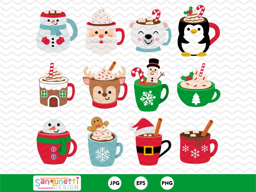 Holiday Cheer Clipart Bundle: Cute Christmas Coffee and Hot Chocolate ...