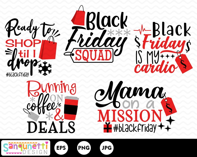 Black Friday Christmas shopping clipart shop digital art | Etsy