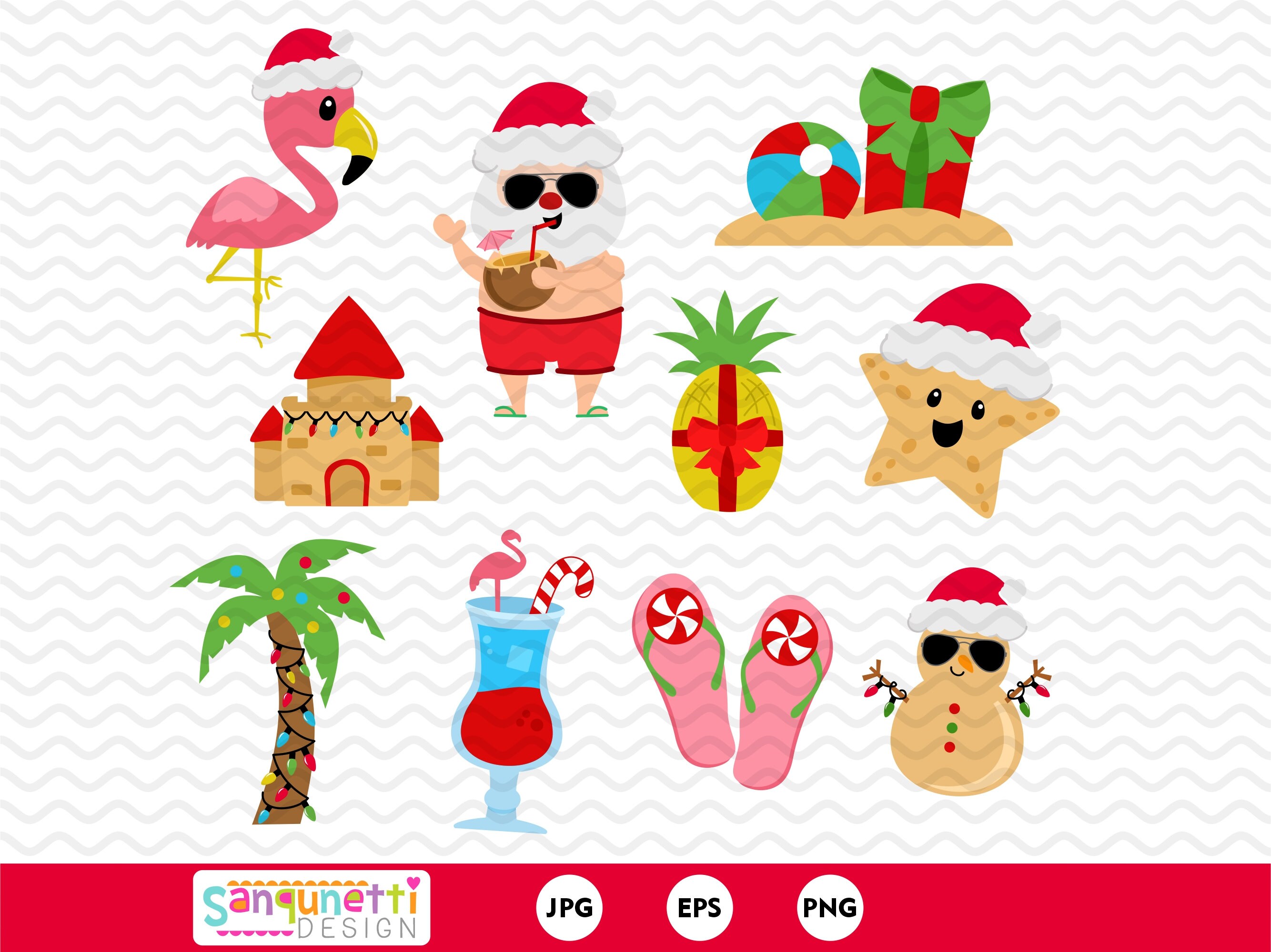 Tropical Christmas Clip Art Christmas Beach Stock Illustrations