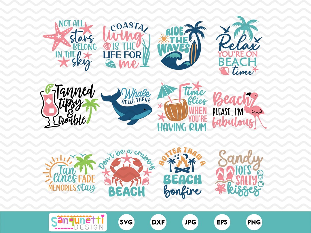 Summer Beach Lettering SVG and PNG Bundle, Summer Quotes Bundles - Etsy