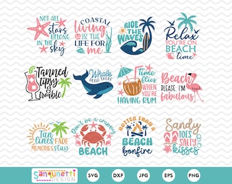 Summer Beach Lettering Svg And, Png Bundle, Summer Quotes Bundle, Beach ...
