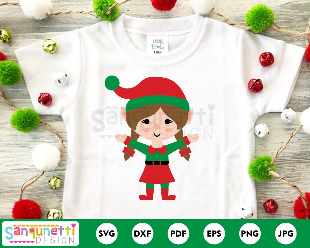 Cute Little Girl Elf SVG, Christmas Cutting File, Holiday Character ...
