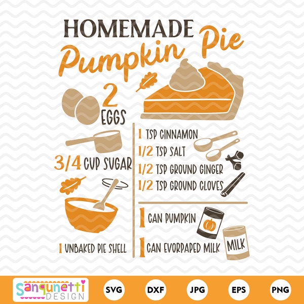 Pumpkin Pie Recipe Svg - Etsy