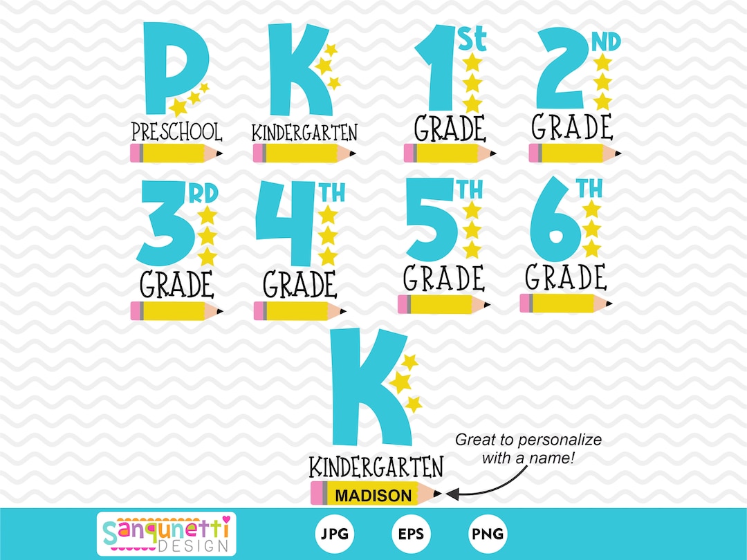 School Grades Clipart, Back to School Digital Art, Pencil Clip Art ...