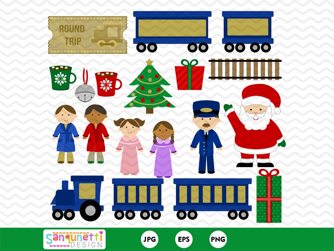 Christmas Train Clipart, Winter Holiday Digital Art - Etsy