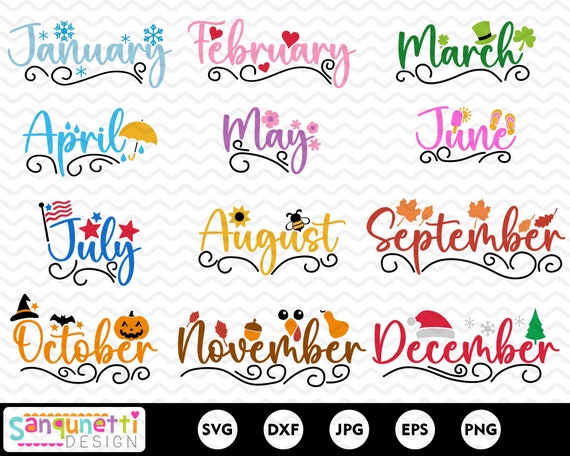 Planner Calendar Clipart Months