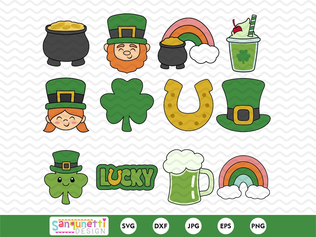 Cute St Patrick's Day SVG and Clipart Bundle, Chunky St. Patrick's ...