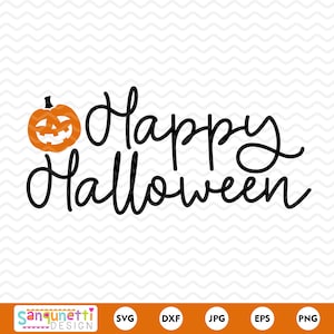 Happy Halloween Pumpkin SVG Design, Happy Halloween Lettering Digital ...