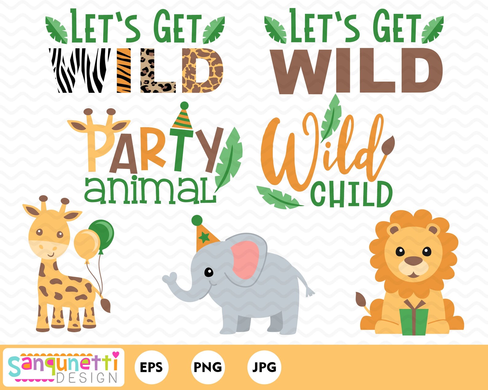 Party Animals Clipart Birthday Clip Art Digital Art Instant | Etsy