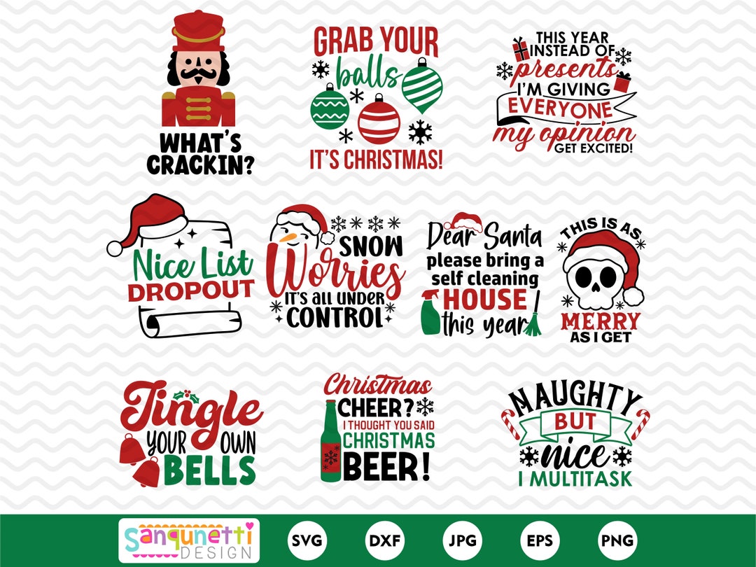 Funny Christmas SVG Bundle: Sarcastic Holiday Clipart (digital Files ...