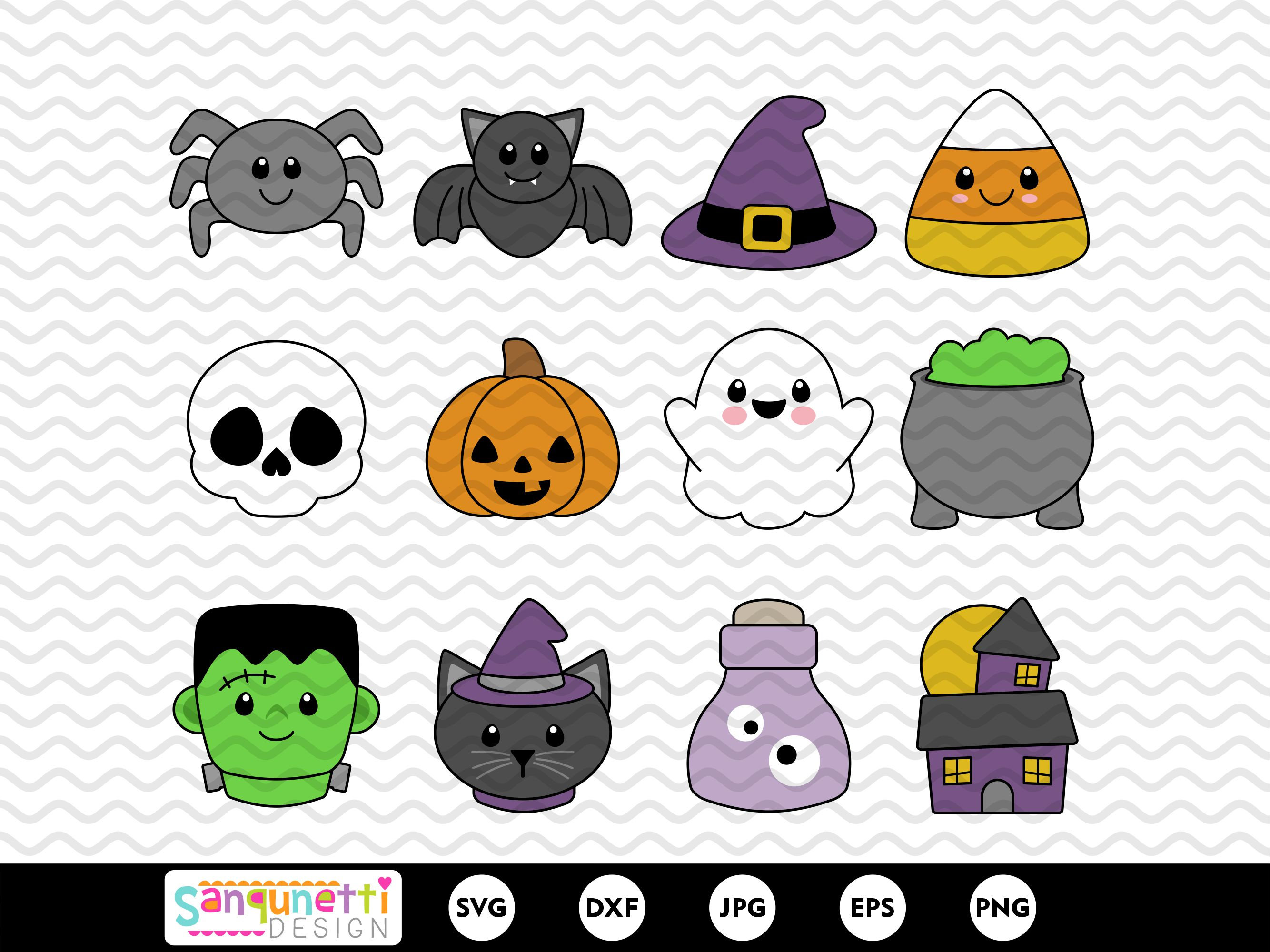 Cute Halloween Clipart, Cute Halloween SVG Bundle, Printable Halloween ...