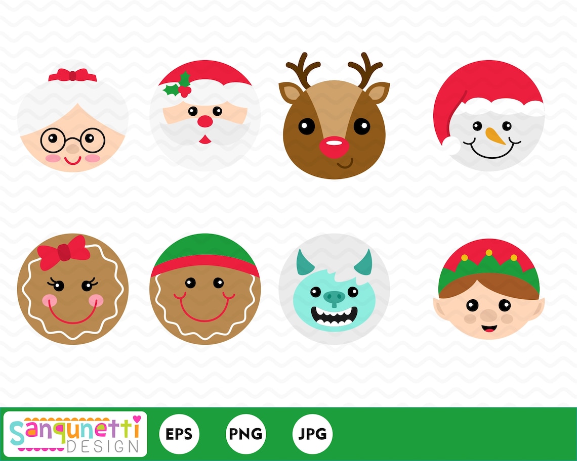 Round Christmas Character Clipart Holiday Clip Art Graphics | Etsy