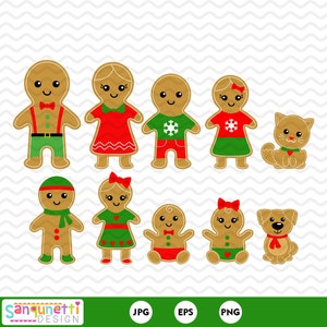 Gingerbread Family Clipart, Christmas or Winter Digital Art Instant ...