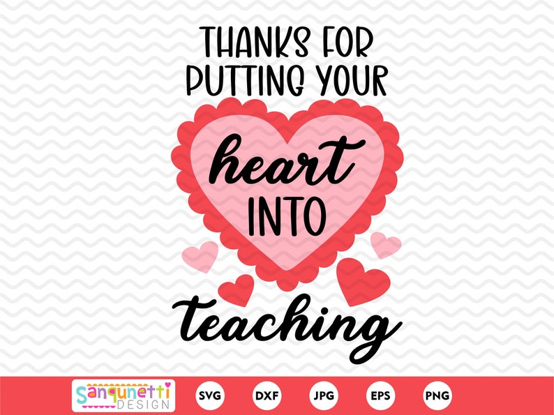 Valentine Teacher SVG: Heart Clipart, Card Design (digital Download ...