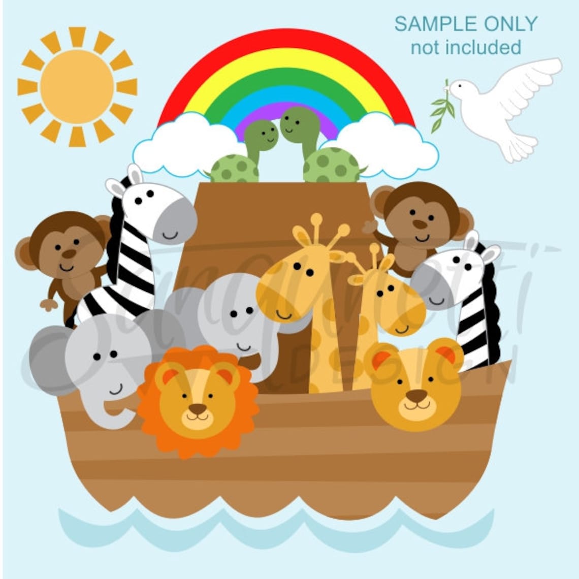Noah's Ark Clipart, Religious Digital Art Instant Download - Etsy Canada