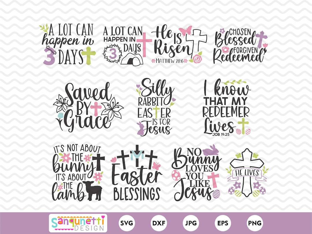 Religious Easter SVG and PNG Bundle | Christian Easter Quotes - Etsy