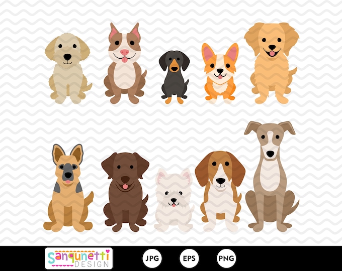 Dog Clipart Puppies Clipart Watercolor Pet Png Printable Dog Art Dog ...
