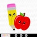 Apple and Pencil Clipart, Back to School Teacher and Classroom Digital ...