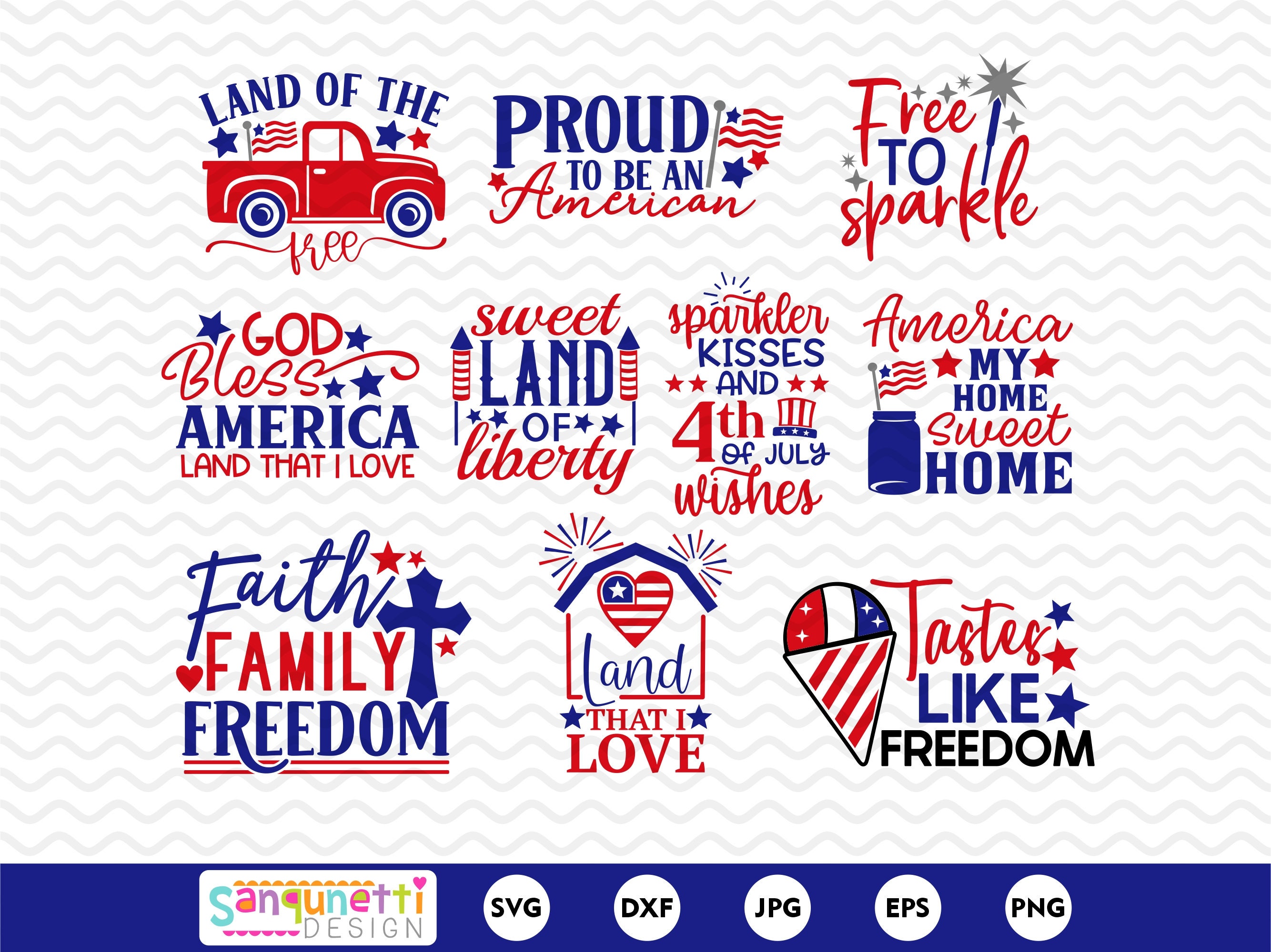 Patriotic Lettering SVG Bundle, 4th of July Independence Day Digital ...