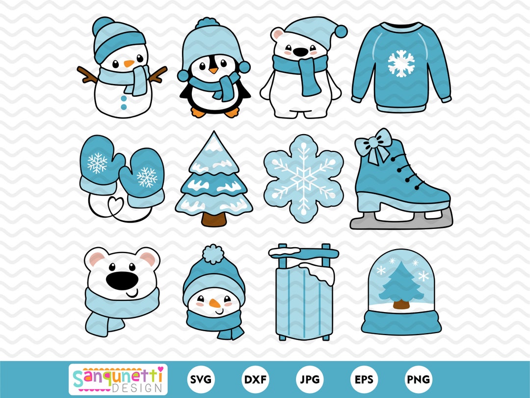 Cute Winter SVG and Clipart Bundle, Winter Character Bundle - Etsy