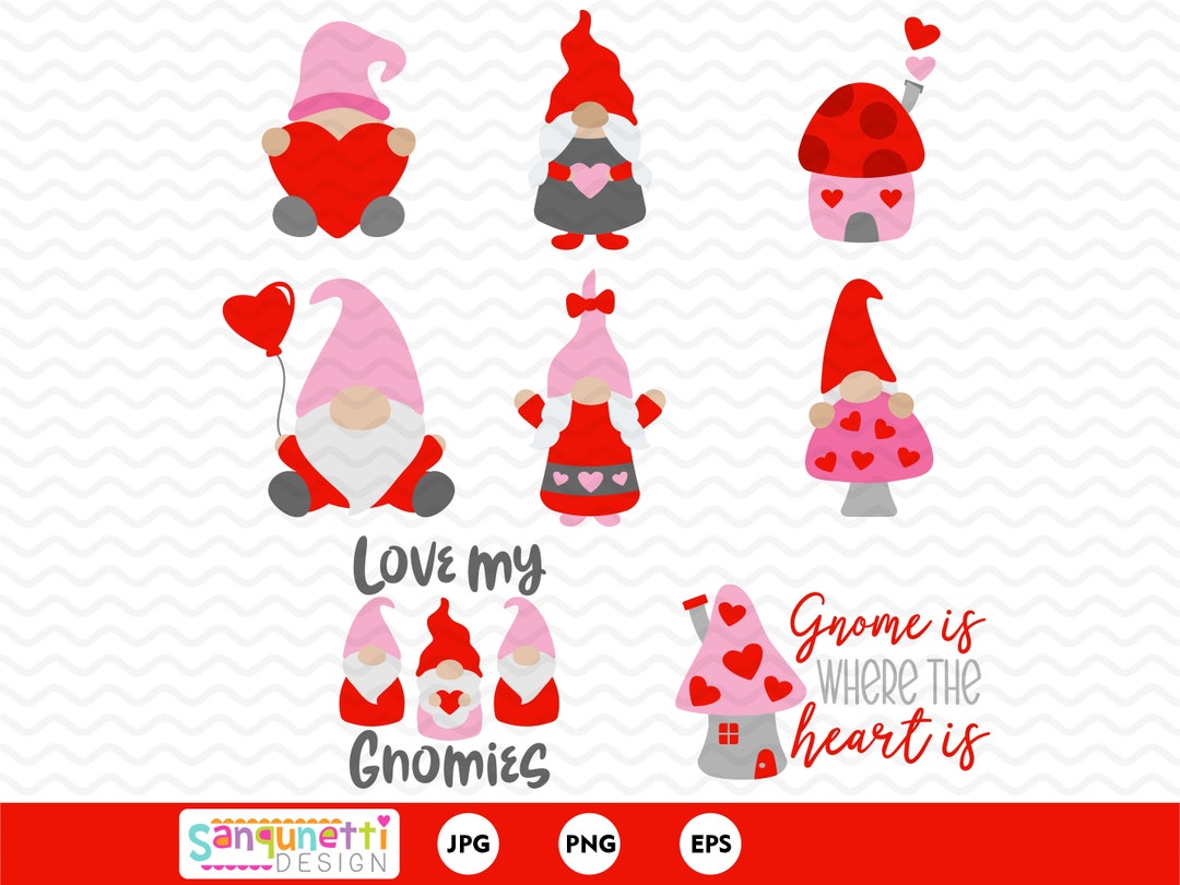 Valentine Gnome Clipart, Gnome Digital Art, Love and Heart Clip Art ...