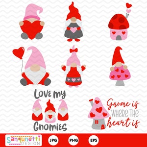 Valentine Gnome Clipart, Gnome Digital Art, Love and Heart Clip Art ...
