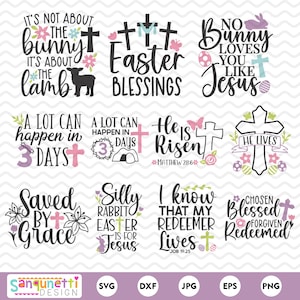 Religious Easter SVG Bundle, Easter Home Decor, Easter Quotes Cut File ...