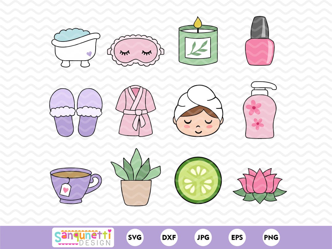 Chunky Self Care Spa SVG Bundle | Cute Spa Day PNG SVG | Relaxation ...