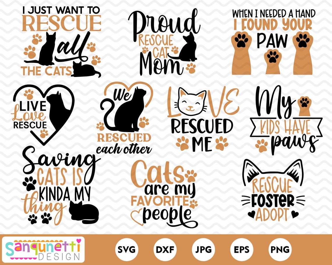 Cat Rescue SVG Bundle Cat Lover Clipart Pet SVG Bundle - Etsy