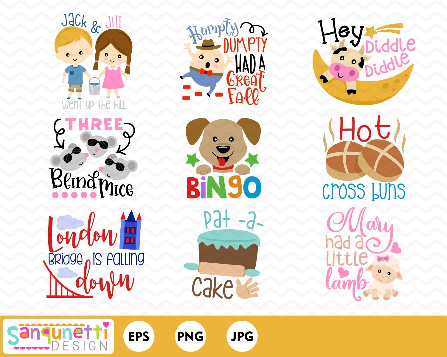 Nursery Rhyme Clipart Storybook Lettering Baby Digital Art - Etsy UK