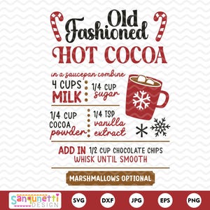 Old Fashioned Hot Cocoa Recipe SVG – Holiday Drink Printable - Etsy