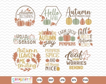 Autumn SVG Bundle Fall Clipart and Craft Designs Hello Autumn Fall ...