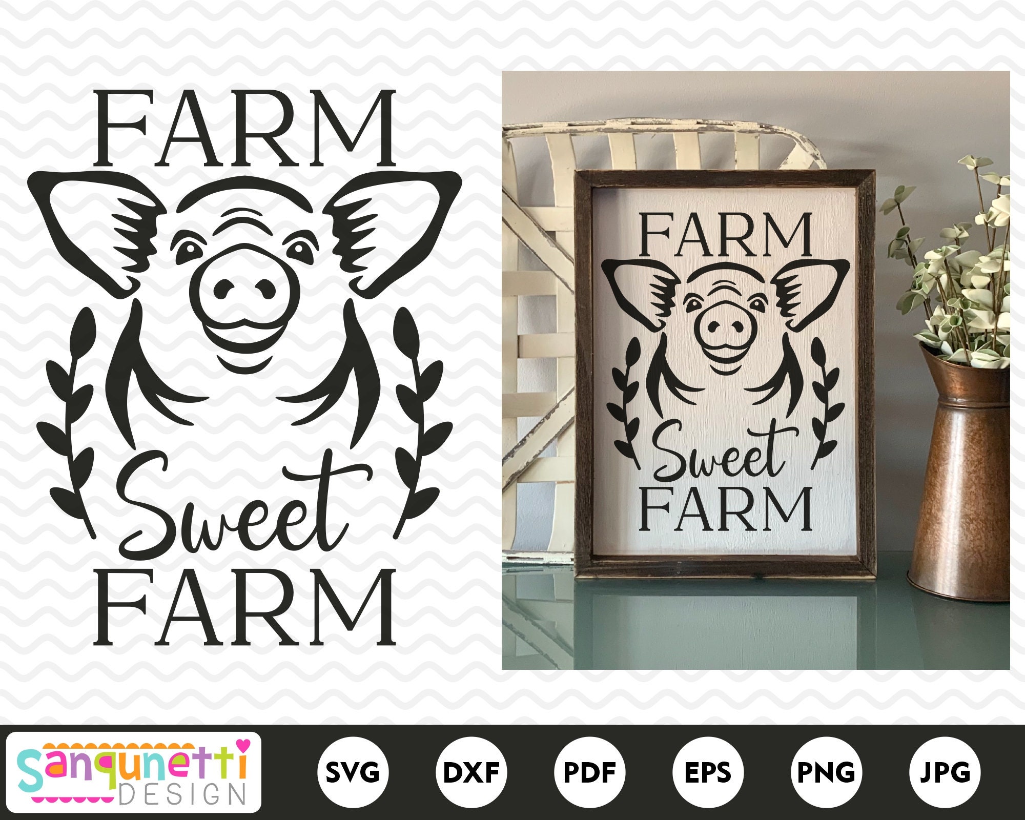Farm Sweet Farm Pig SVG Farmhouse Svg Cutting Files - Etsy