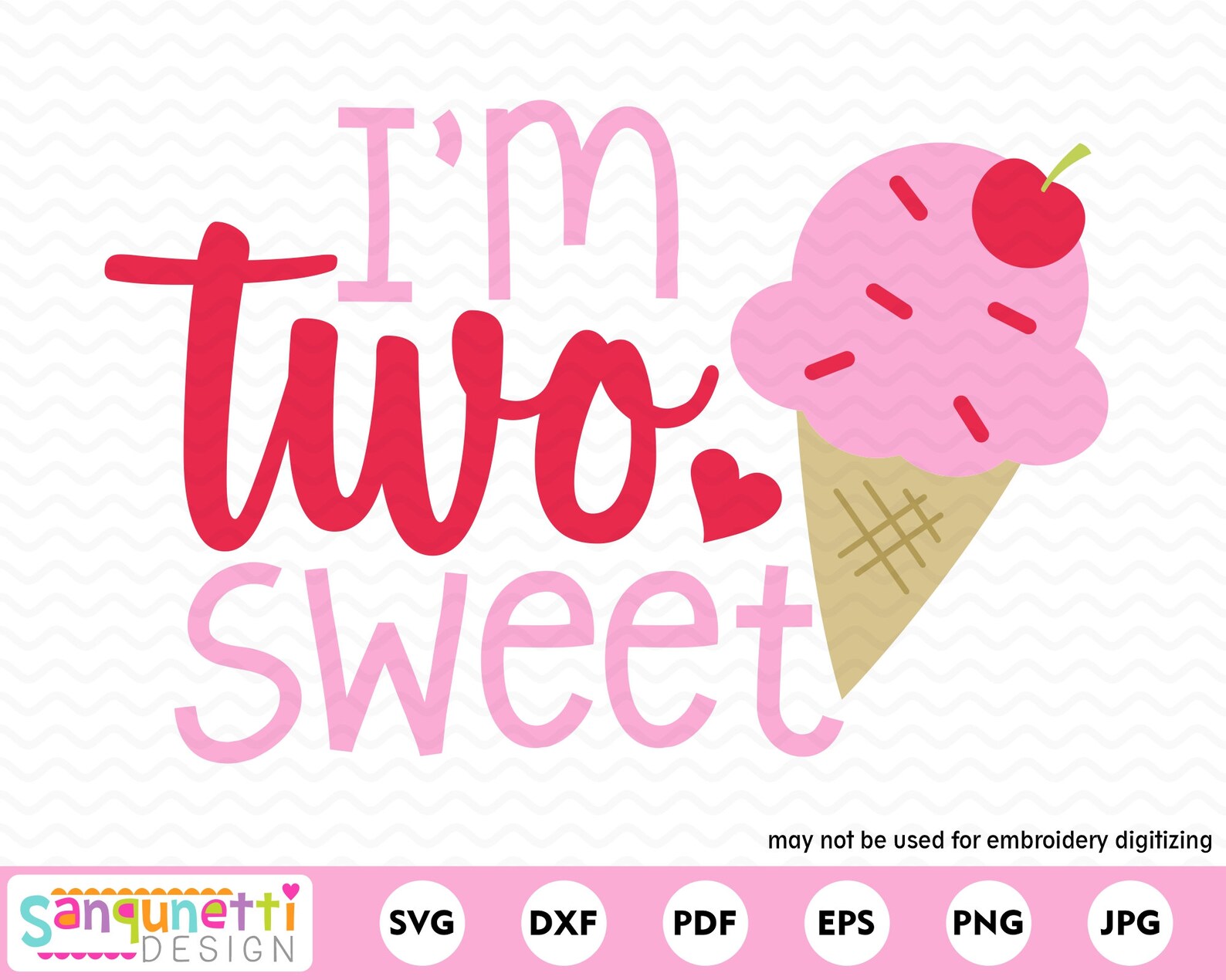 I'm Two Sweet Birthday SVG Second Birthday Girls Cut File - Etsy