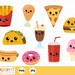 Kawaii Junk Food Clipart Fast Food and Pizza Digital Art | Etsy