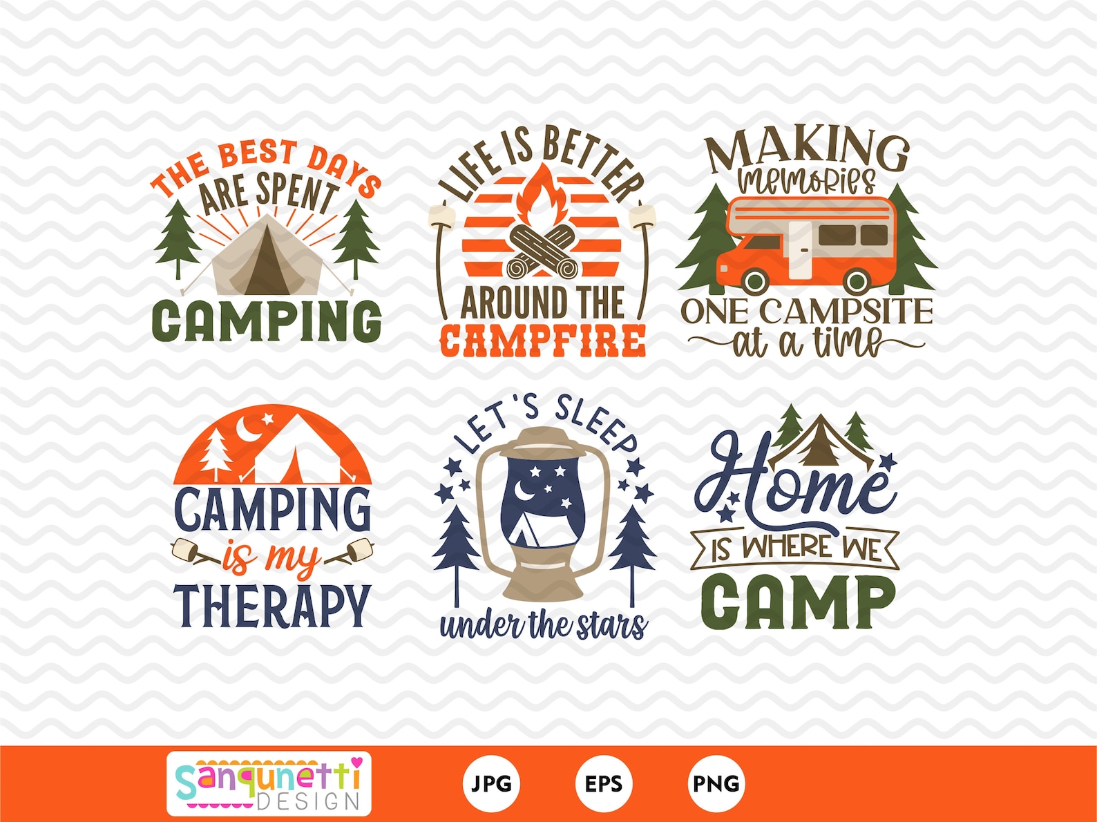 Camping Clipart, Camp Digital Art, Summer Digital Art, Instant Download ...